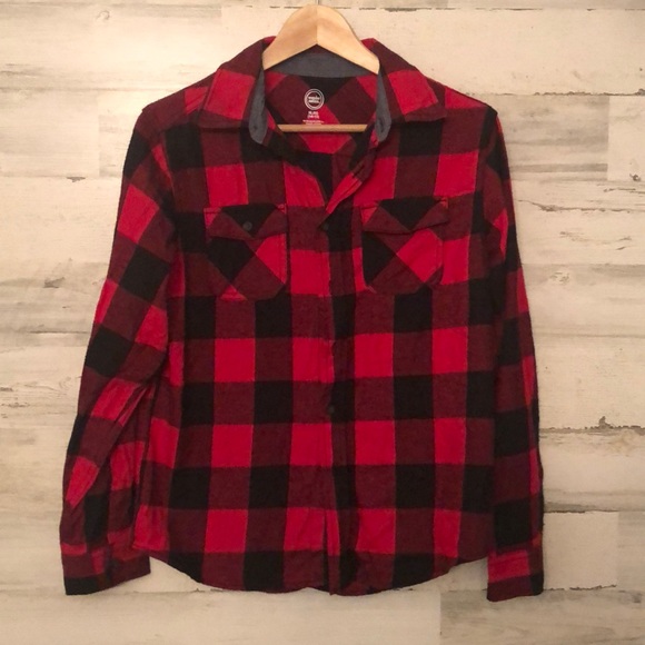 wonder nation | Shirts & Tops | Red Flannel Button Down Shirt | Poshmark